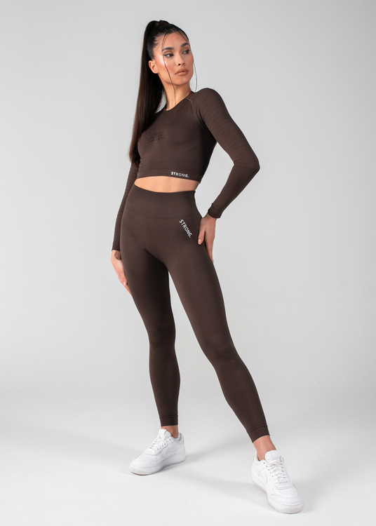 Bezszwowy Crop Top (Dark Chocolate) Dark Chocolate | ODZIEŻ TOPY/T ...